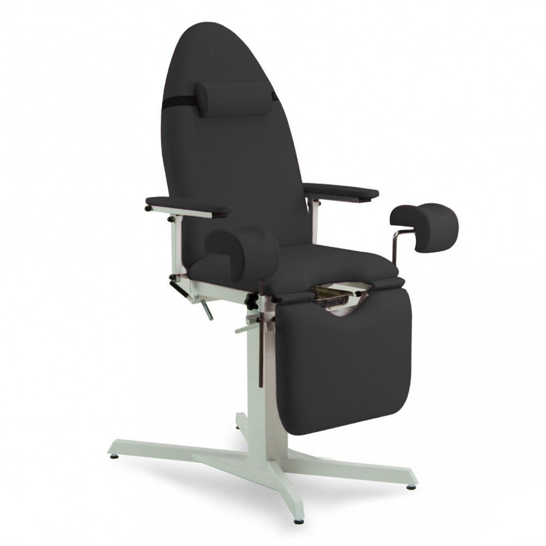 Sillón de ginecología fijo con reposabrazos abatibles. Color negro | Camillas para Ginecología