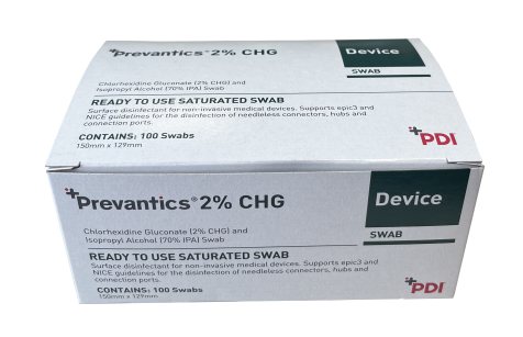 Toallitas desinfectantes de superficie Prevantics 2% CHG. Caja de 100 ...